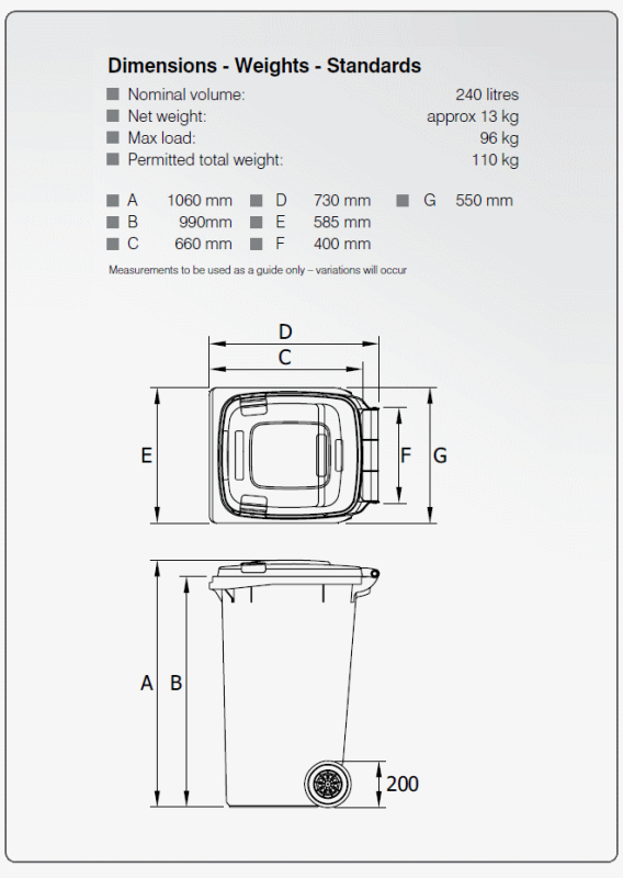240 Litre Wheelie Bin