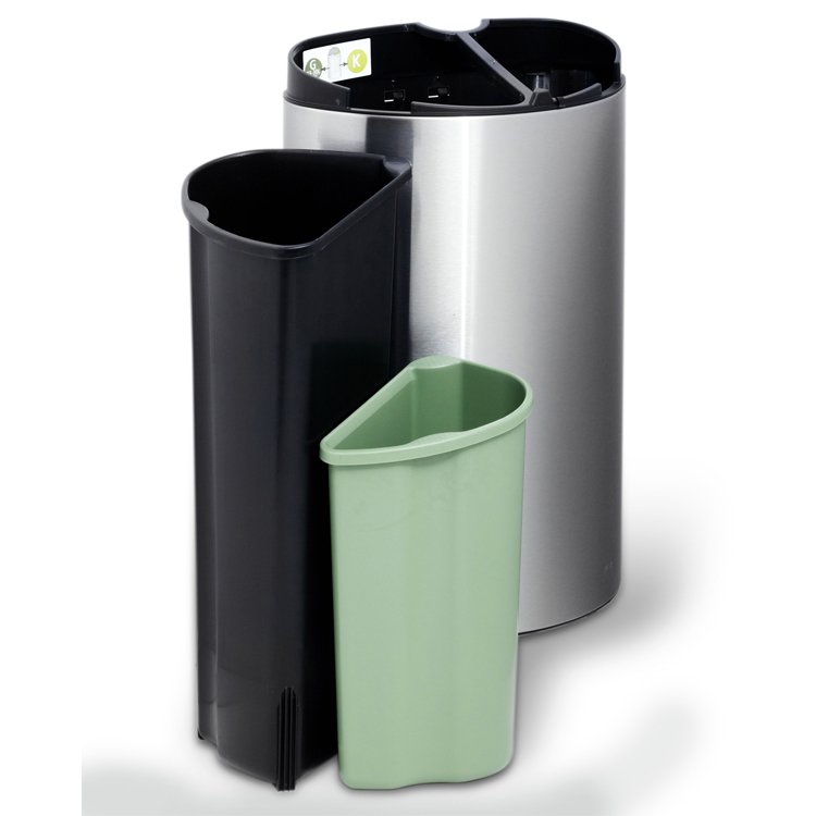 Touch Bin Twin Bin 10-23L Matt Steel Finger Print Proof